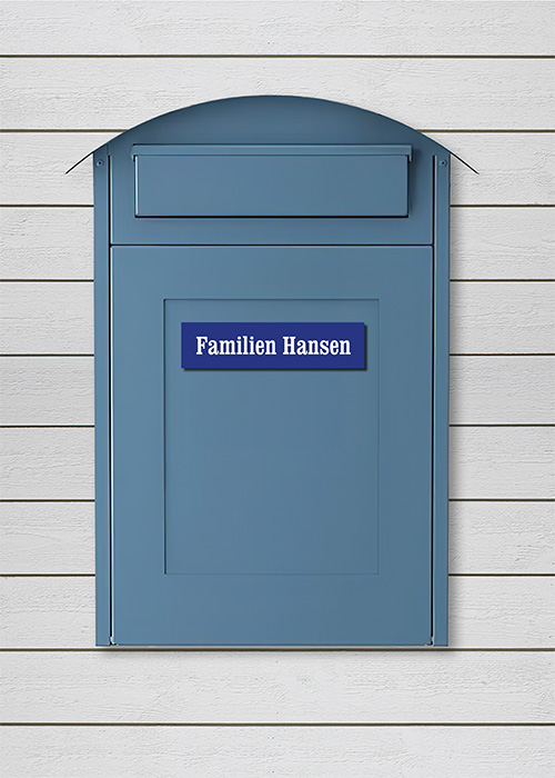 Postkasseskilt Blå En Rad - Vendoprint